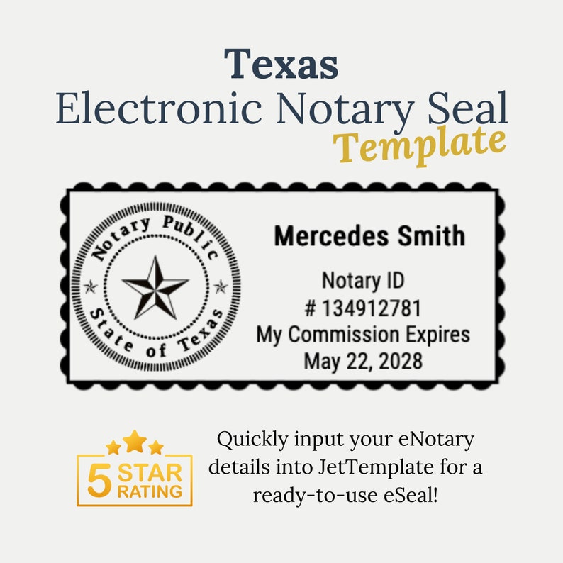 Texas Remote Notary Seal Template, Digital Notary Stamp PNG, E Notary ...