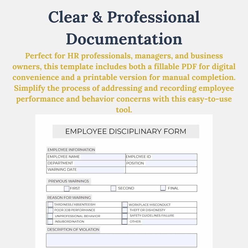 Employee Disciplinary Form | Fillable PDF & Printable Template ...
