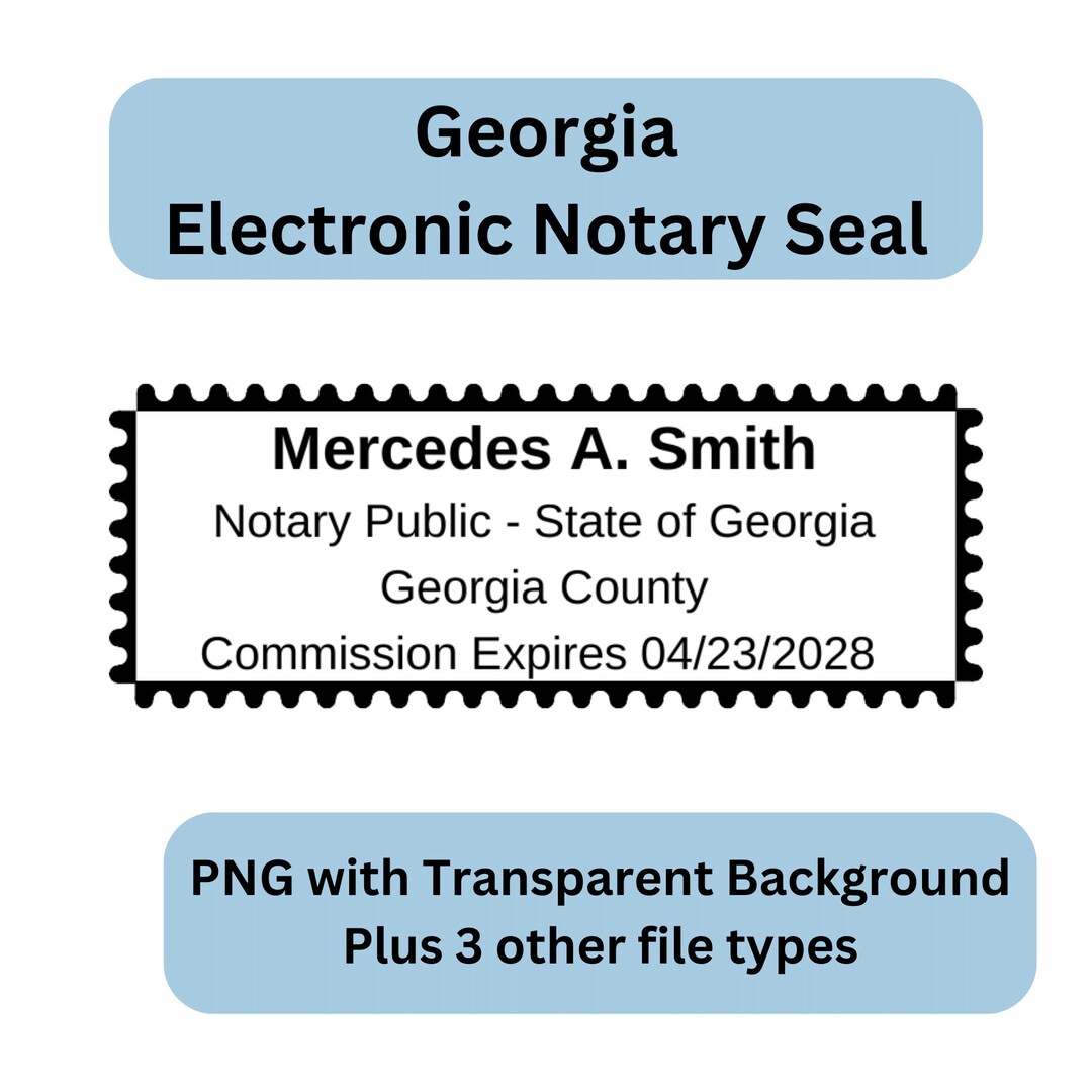 Georgia Electronic Notary Public Seal, Digital Notary Stamp, Milled ...