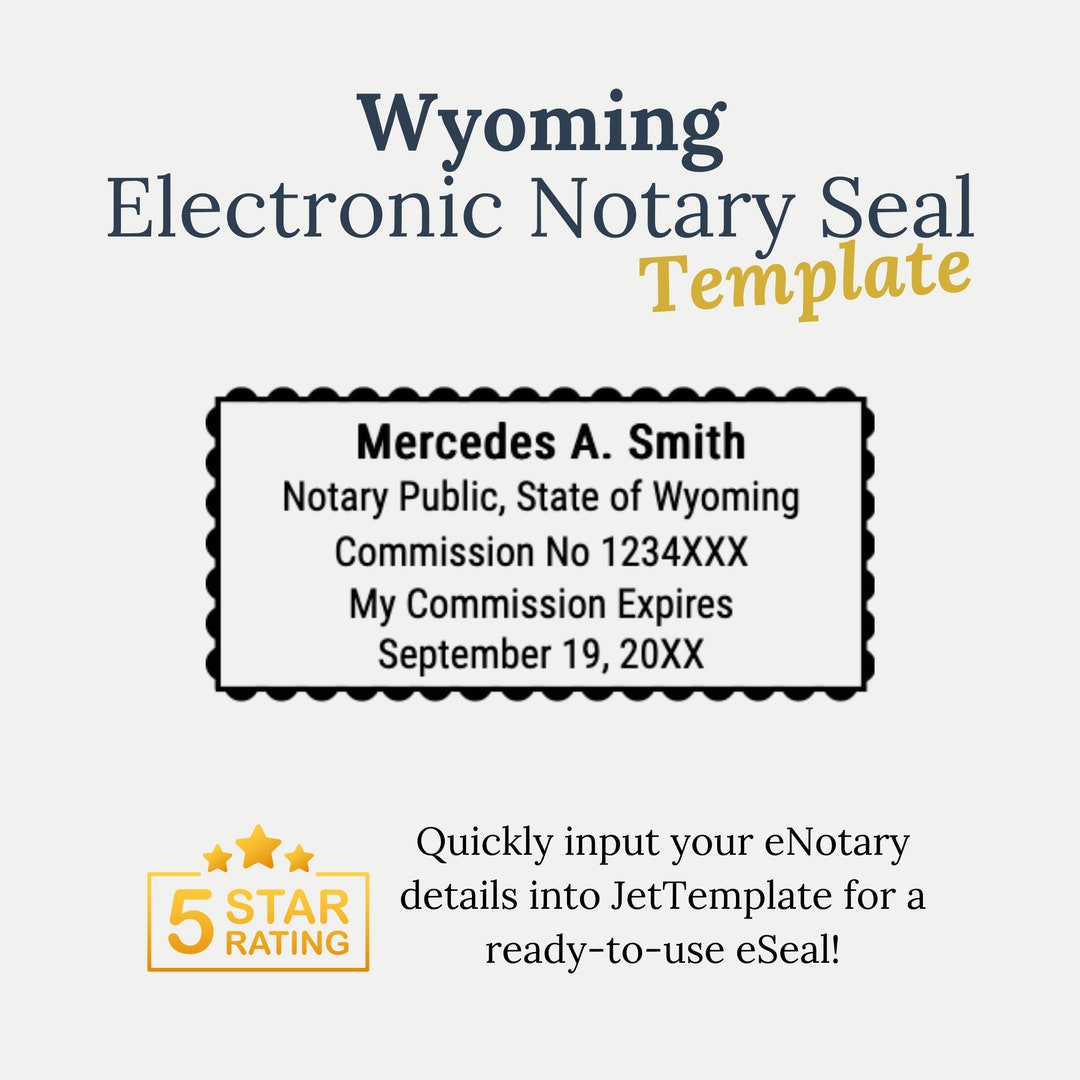 Wyoming Remote Notary Seal Template, Digital Notary Stamp PNG, E Notary ...