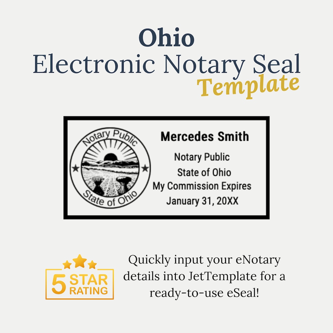 Ohio Editable Notary Seal, E Notary Stamp Template, Online Notary Seal ...