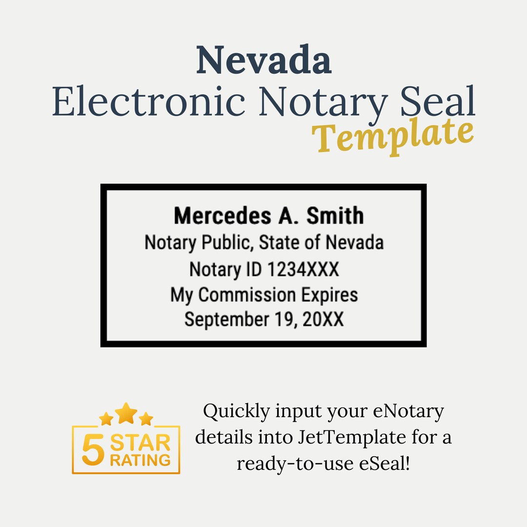 Nevada E Notary Seal PNG, Digital Notary Stamp, Notary Template, RON ...