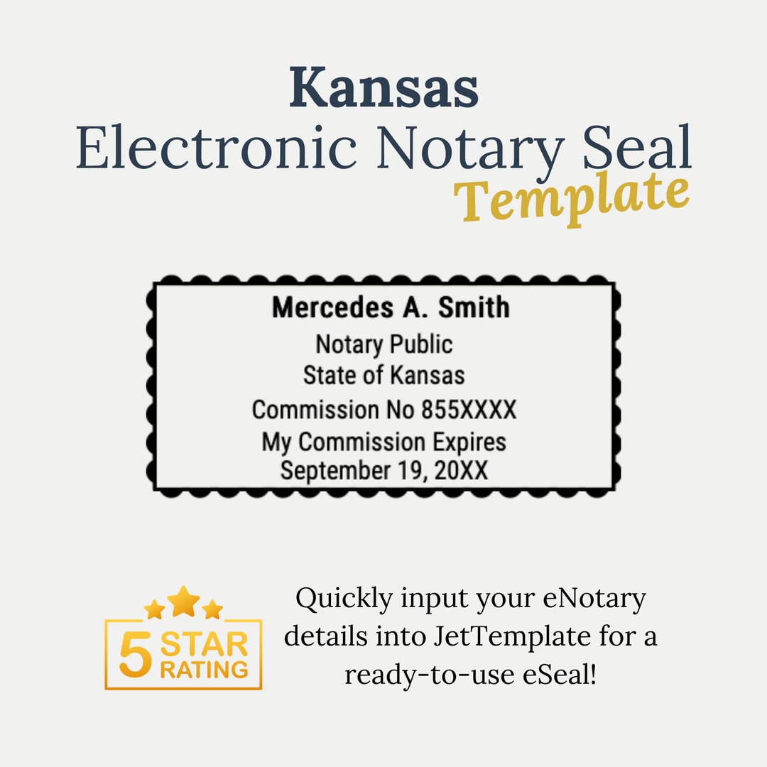 Kansas Electronic Notary Seal Template, Digital Notary Stamp, Online ...