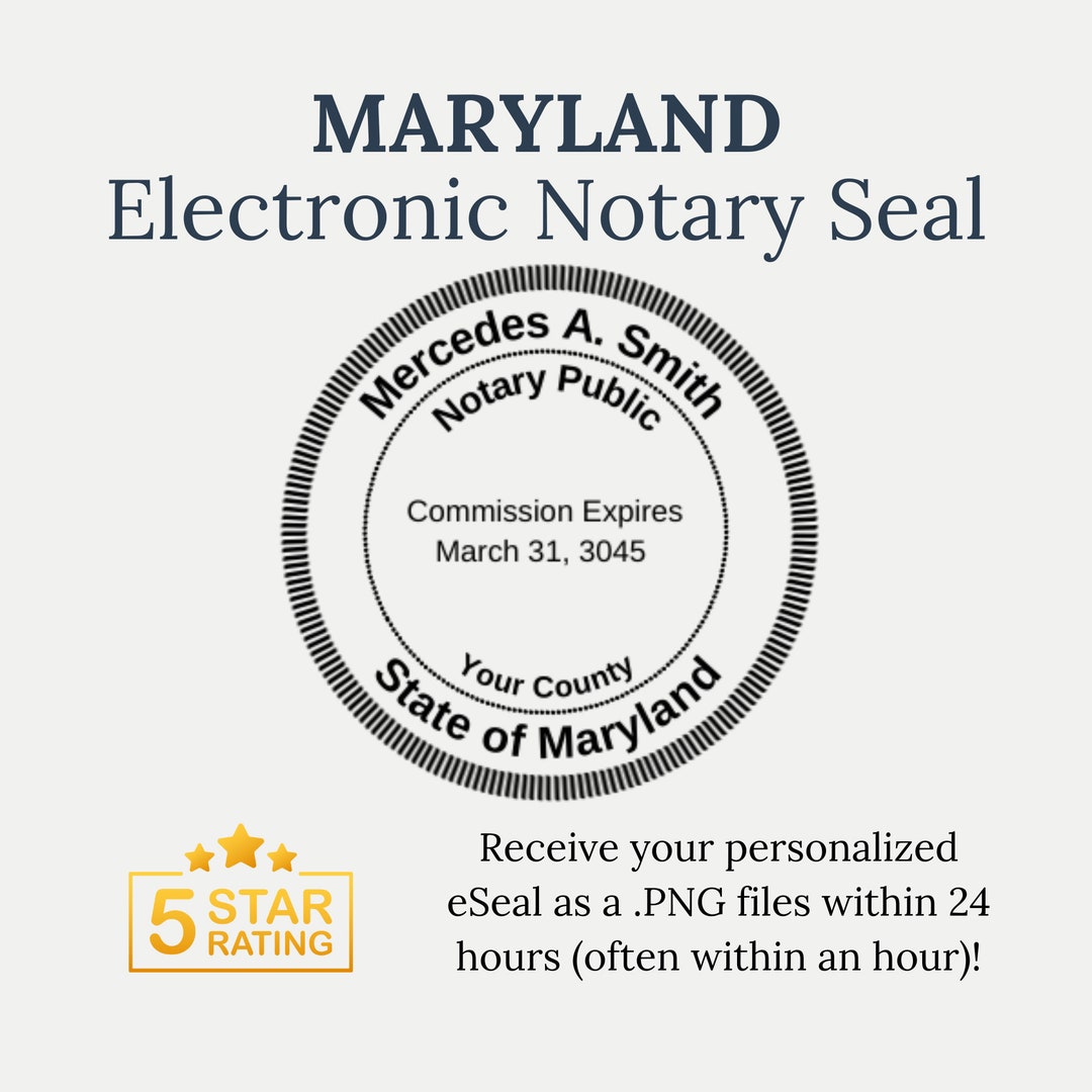 Maryland Electronic Notary Seal | Maryland Enotary Eseal (serrated ...