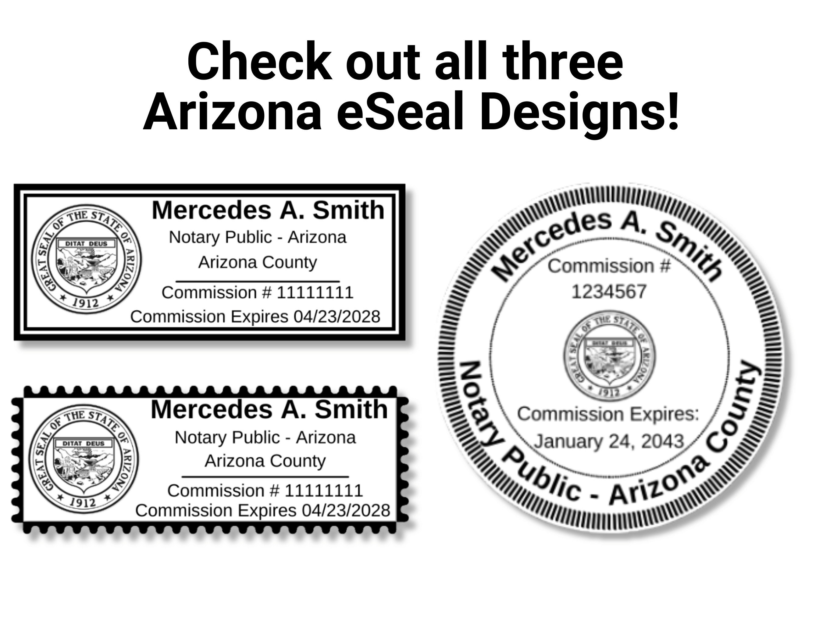 Arizona Electronic Notary Public Seal, Digital Notary Stamp, Milled ...