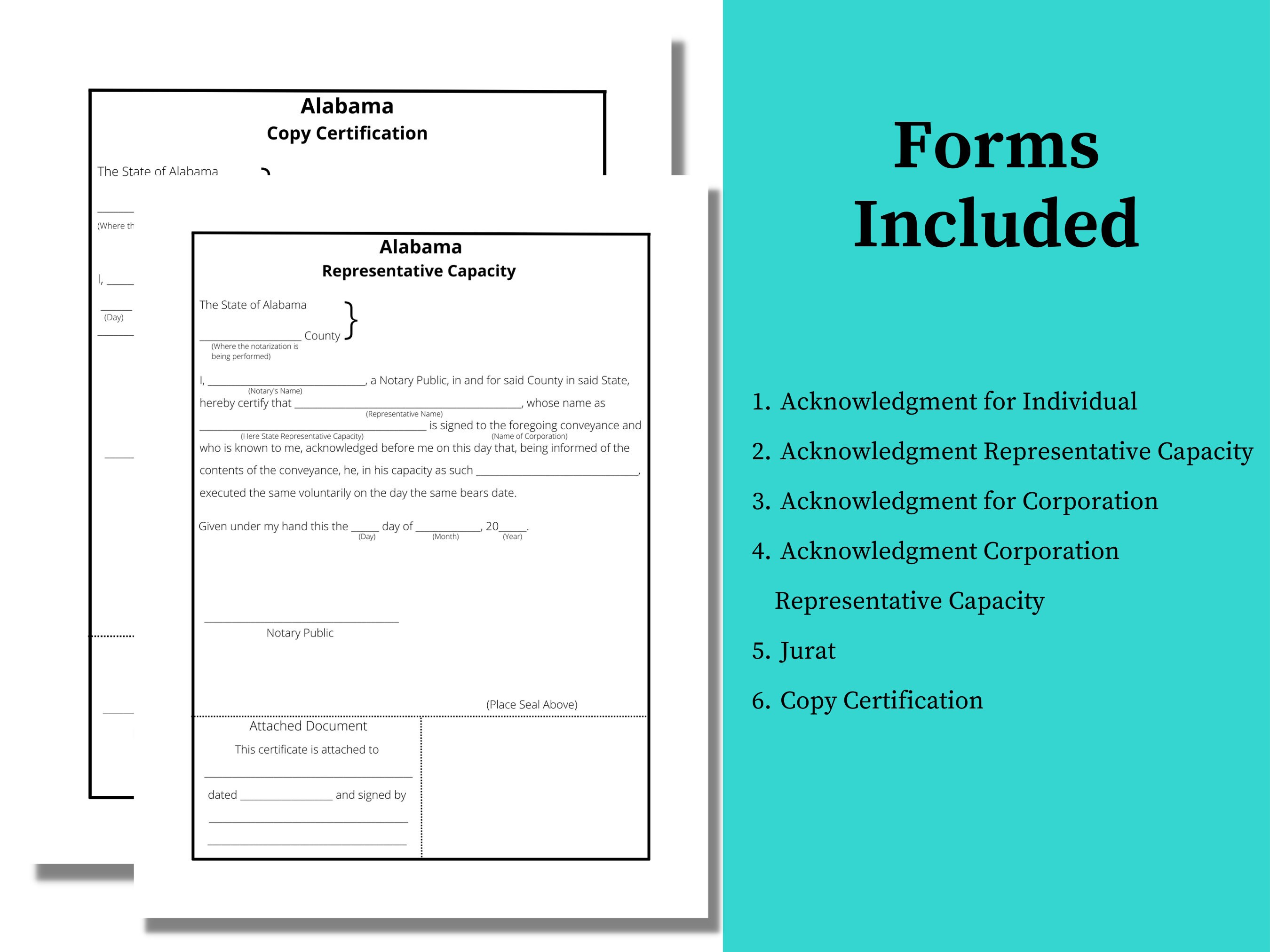 Alabama Notarial Certificates, Acknowledgment, Jurat Form, Loan Signing ...