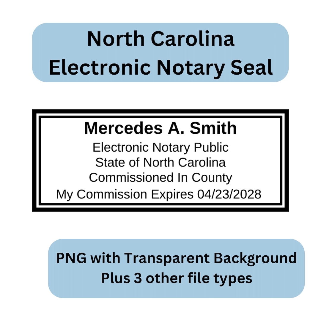 North Carolina Electronic Notary Public Seal, Digital Notary Public ...