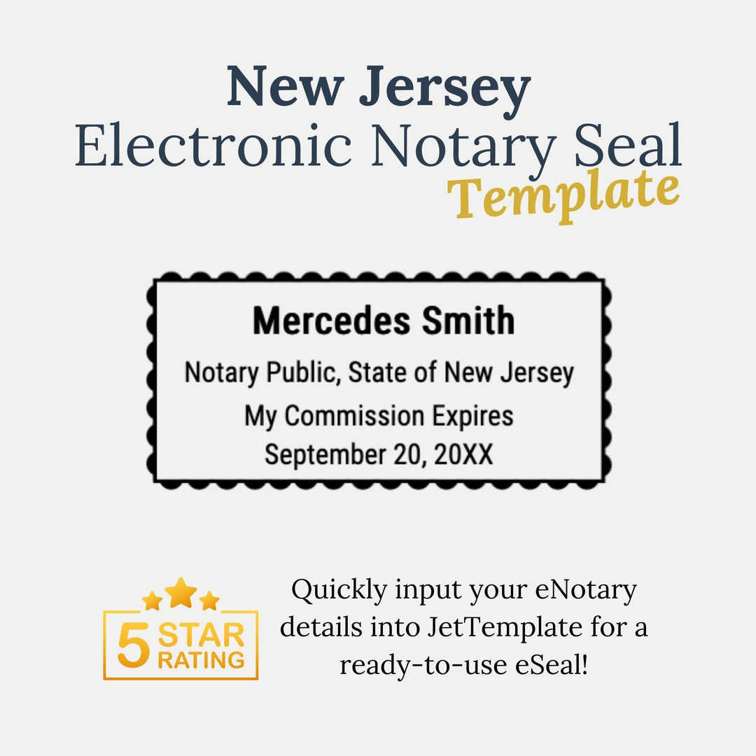 New Jersey RON Notary Seal Template, Digital Notary Stamp, Editable ...