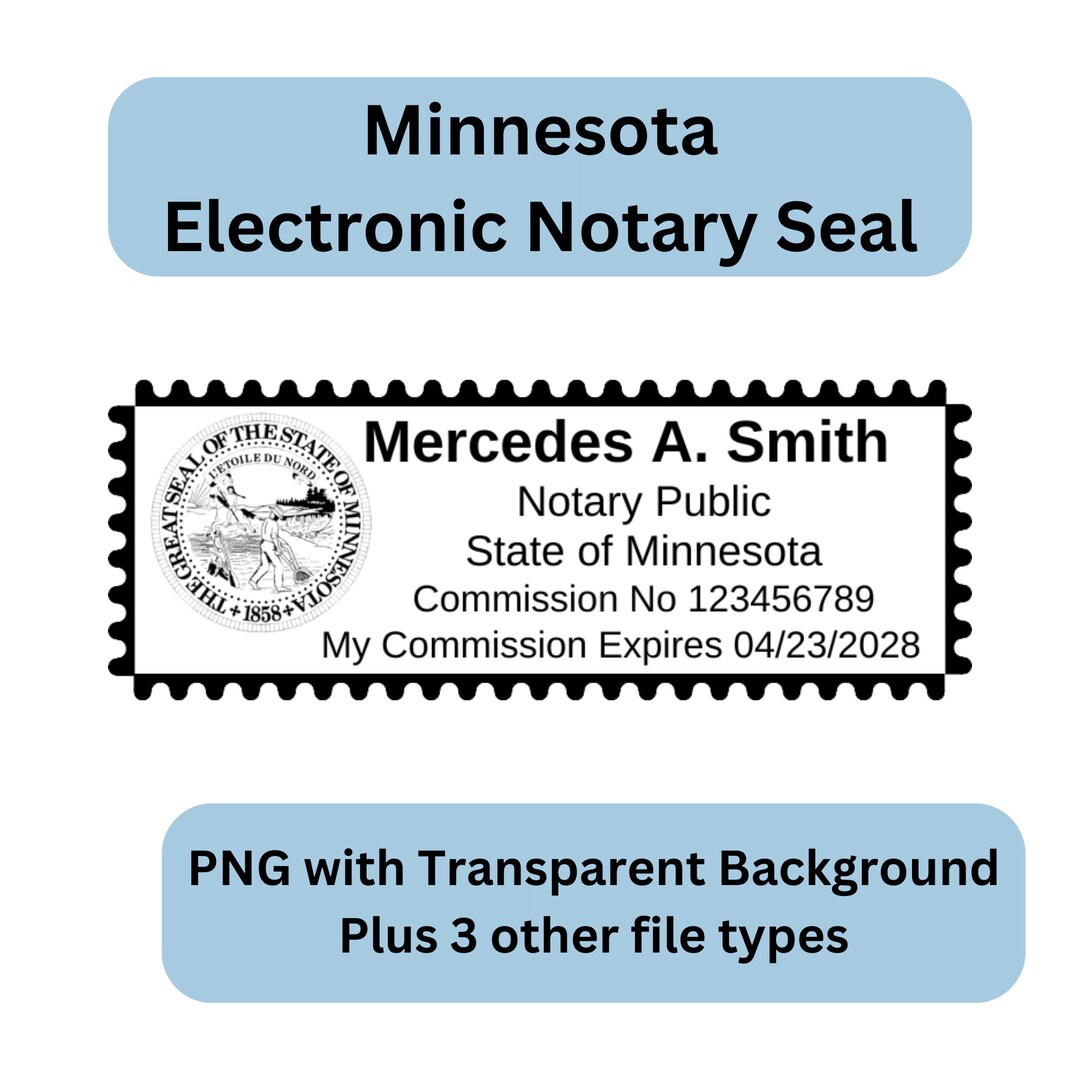 Minnesota Electronic Notary Public Seal, Digital Notary Stamp, Milled ...