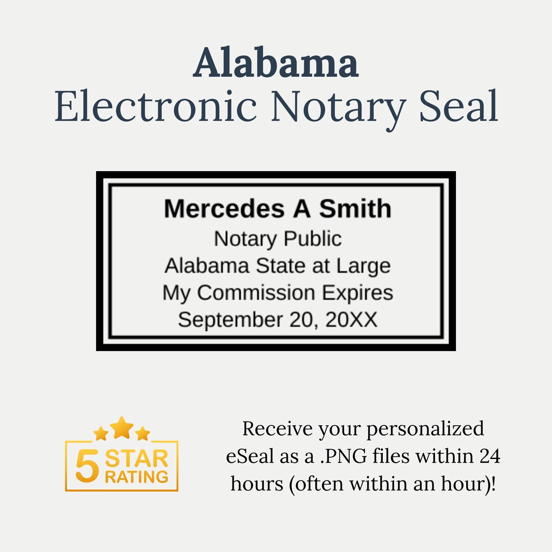 Alabama Electronic Notary Public Seal, Digital Notary Public Stamp ...