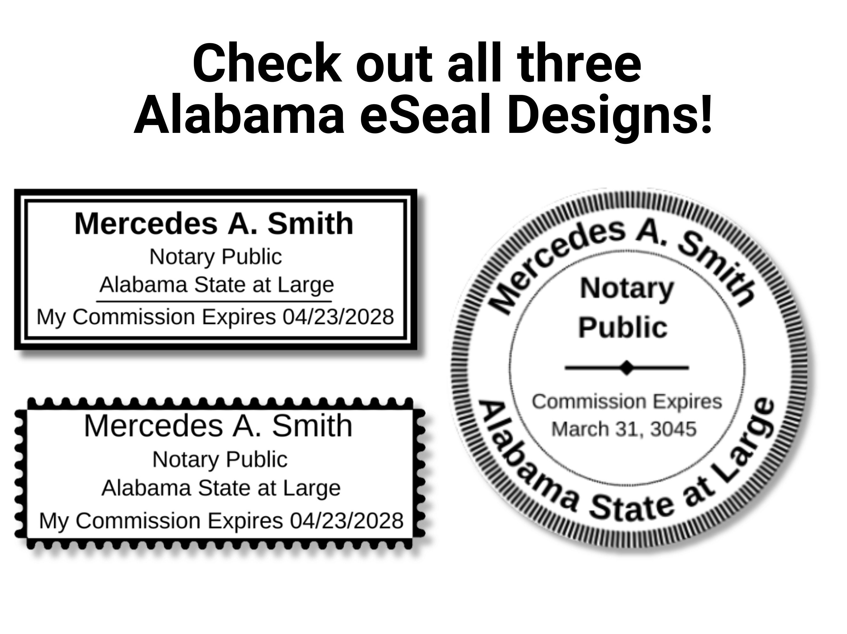 Alabama Electronic Notary Seal, Digital Notary Stamp, Milled Rectangle ...