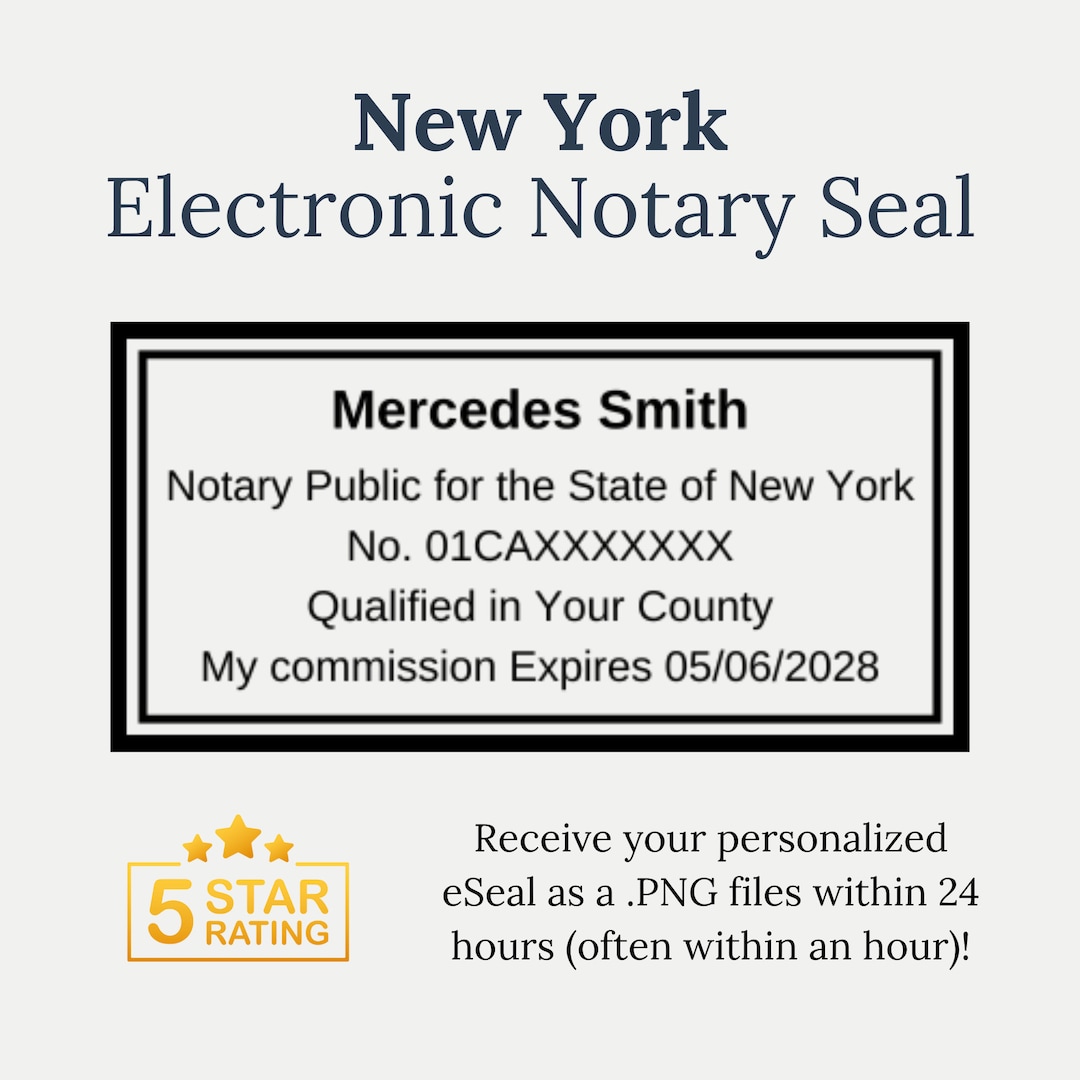 New York Enotary Seal, Electronic Notary Stamp, Digital Seal, Lined ...
