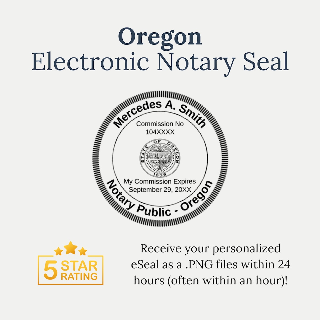 Oregon Electronic Notary Public Seal, Digital Notary Stamp, Round - Etsy