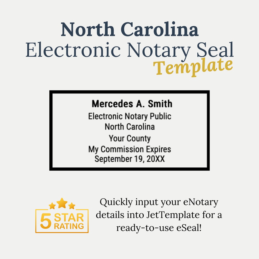 North Carolina Remote Notary Seal Template, Digital Notary Stamp PNG, E ...