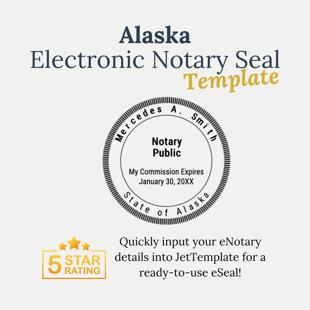 Alaska Electronic Notary Seal Template, Digital Notary Stamp, Online ...