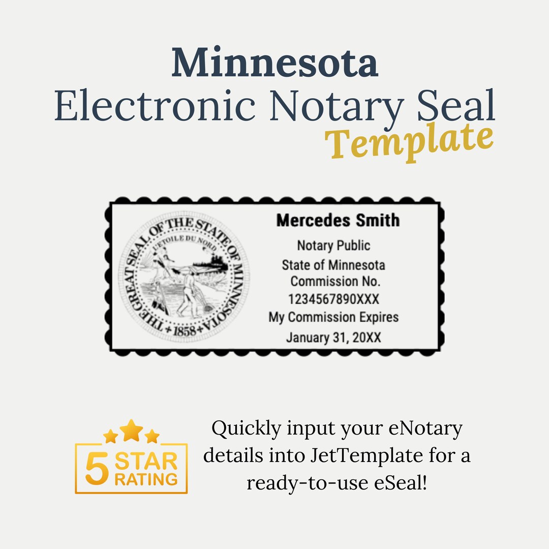 Minnesota Electronic Notary PNG, Notary Stamp Template, RON Notary Seal ...