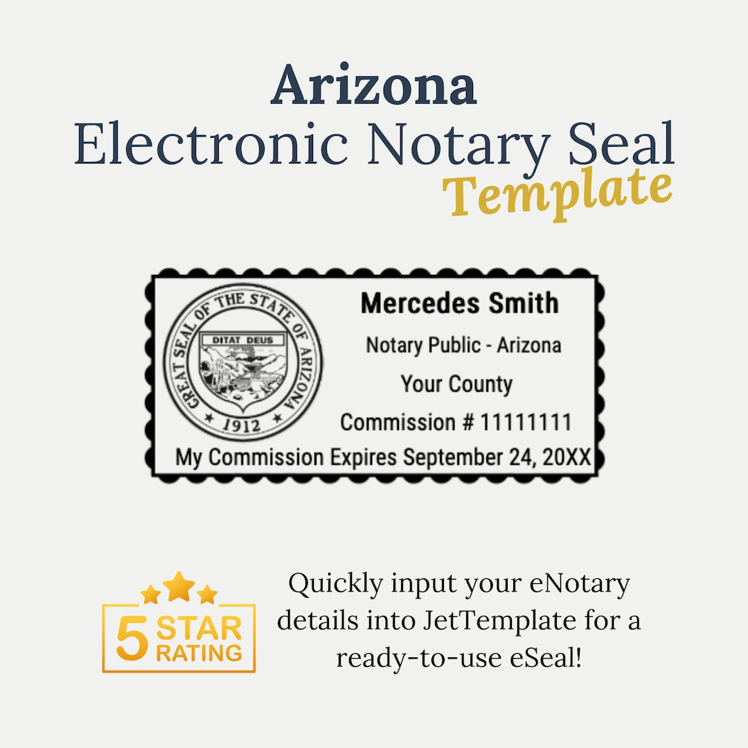 Arizona Electronic Notary PNG, Notary Stamp Template, RON Notary Seal ...