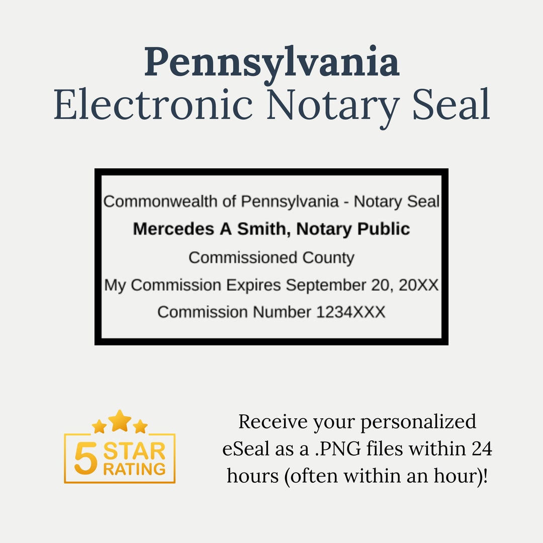 Lined Rectangle Eseal Pennsylvania | Digital Notary Stamp for Remote ...