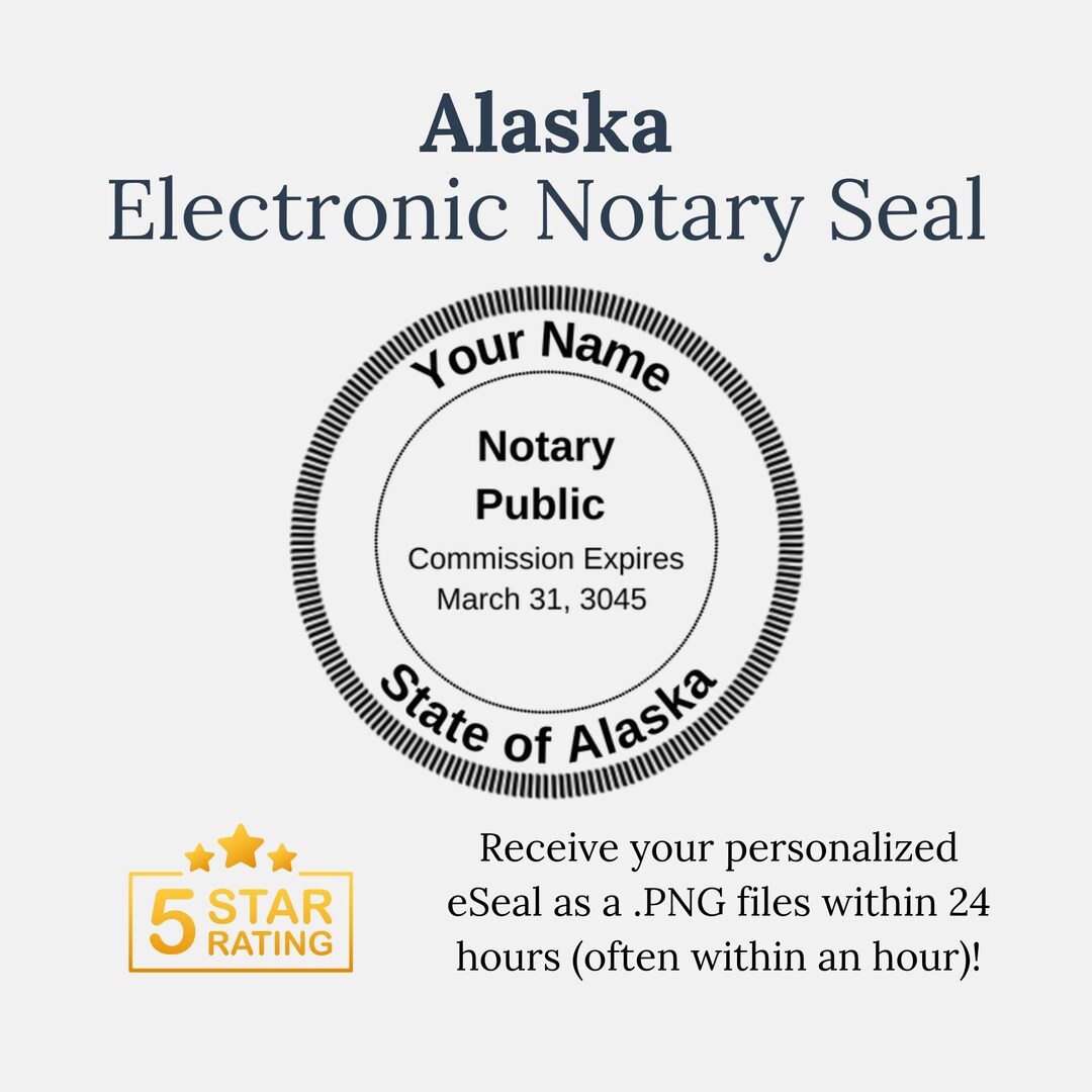 Alaska Electronic Notary Seal | Alaska Enotary Eseal (round Eseal ...