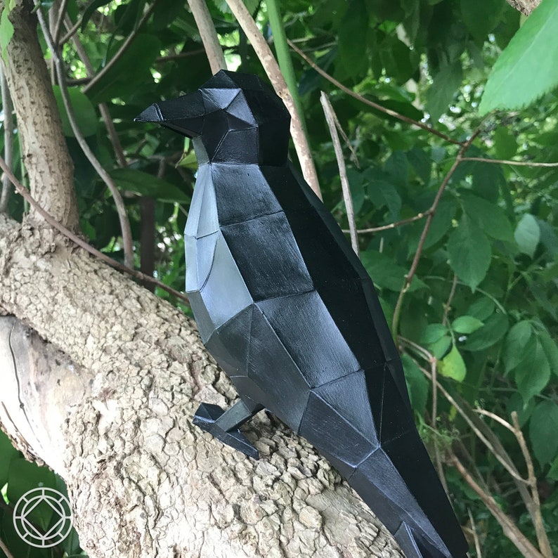 DIY PAPERCRAFT Crow, Origami Gift, PDF Template, Low Poly, 3D Sculpture ...