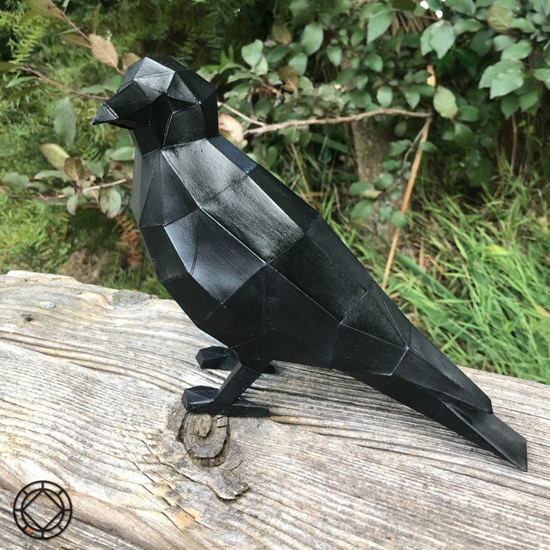 DIY PAPERCRAFT Crow, Origami Gift, PDF Template, Low Poly, 3D Sculpture ...