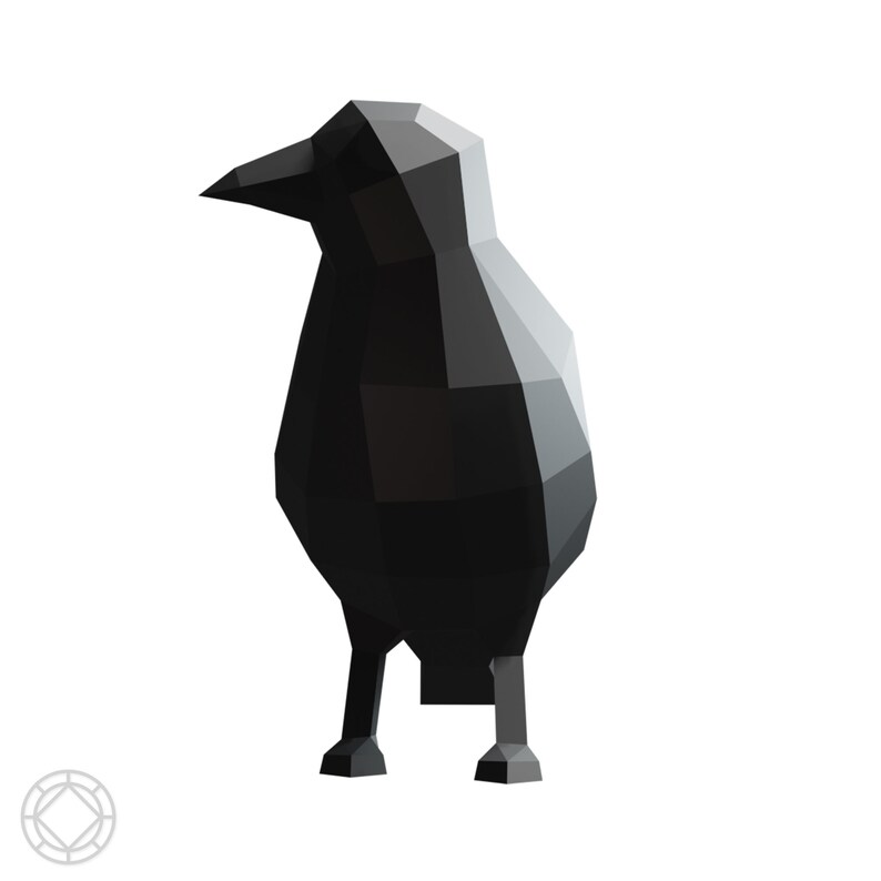 DIY PAPERCRAFT Crow, Origami Gift, PDF Template, Low Poly, 3D Sculpture ...