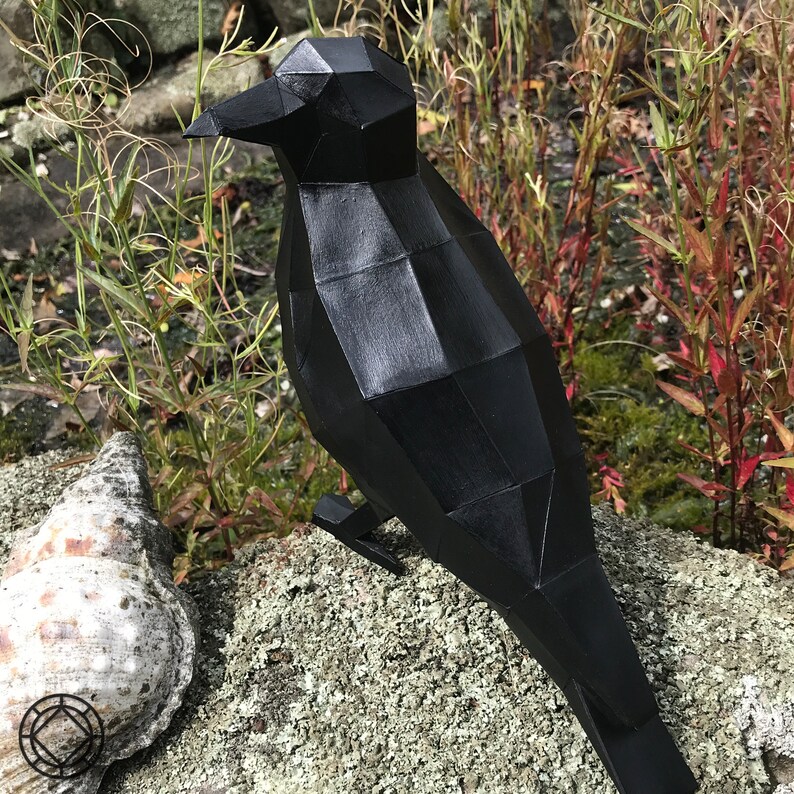 DIY PAPERCRAFT Crow, Origami Gift, PDF Template, Low Poly, 3D Sculpture ...
