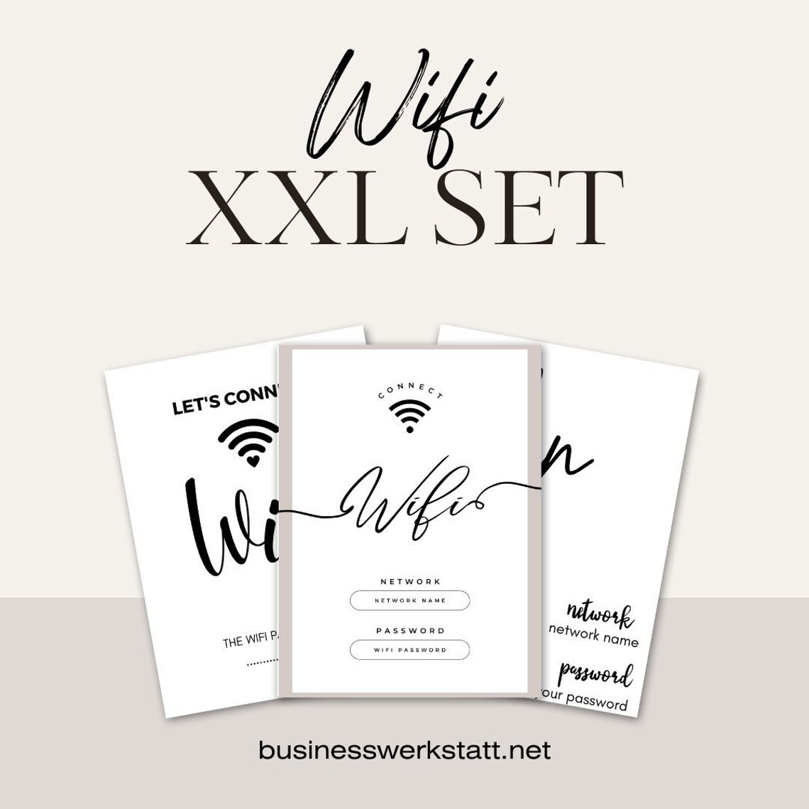 Wifi Poster Set XXL Wlan Canva Template to Print and Edit A4 Internet ...