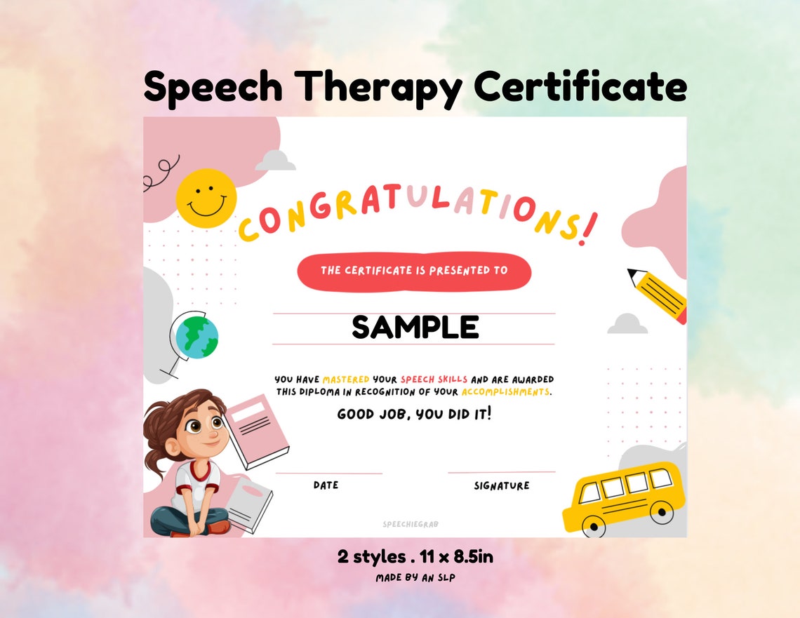 Speech Therapy Diploma Graduation Diploma Speech Therapy Certificate - Etsy
