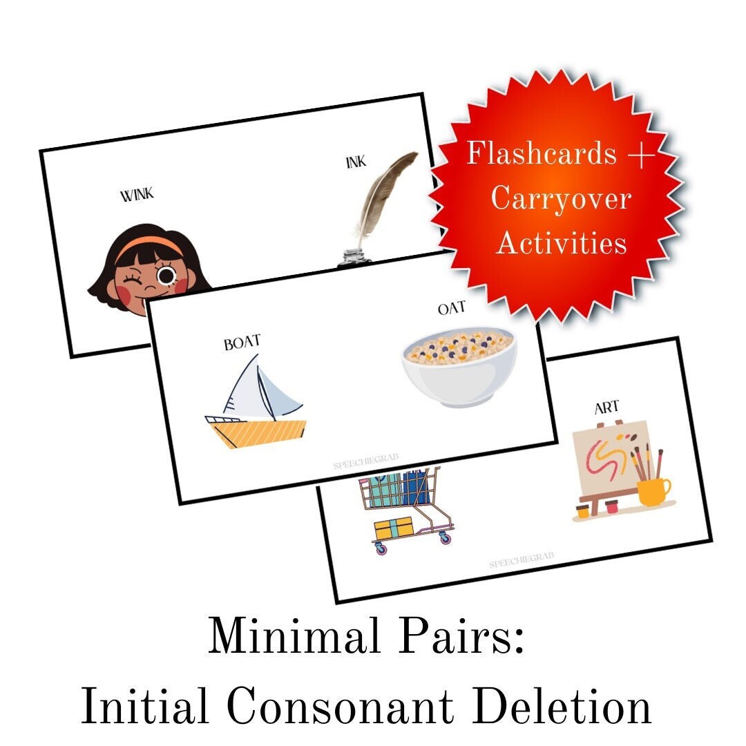 Minimal Pairs Initial Consonant Deletion Speech Therapy Minimal Pairs ...