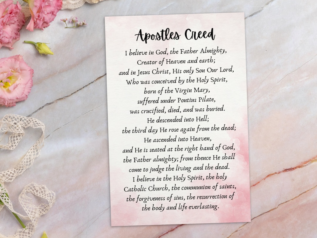 Apostles Creed Prayer Card Catholic Prayer Gift Catholic Church Card ...