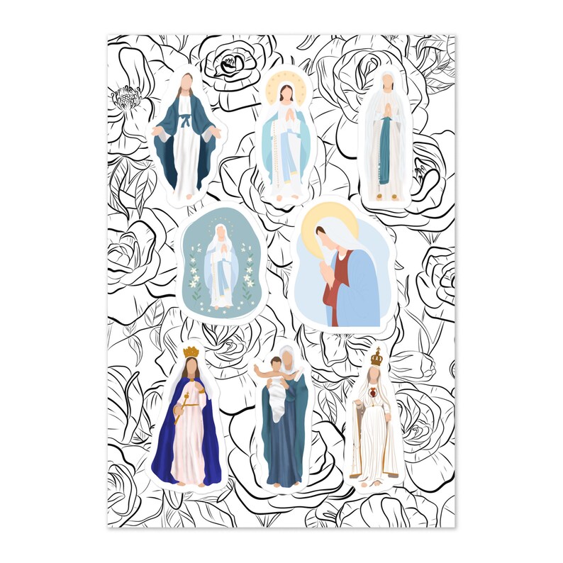 Blessed Mother Mary Stickers Collection Catholic Sticker Set - Etsy