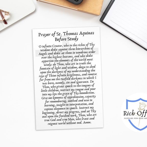 St Thomas Aquinas Prayer Card - Etsy
