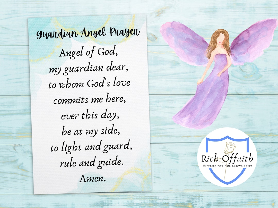Guardian Angel Prayer Card Catholic Gift Christian Gift Angels - Etsy UK