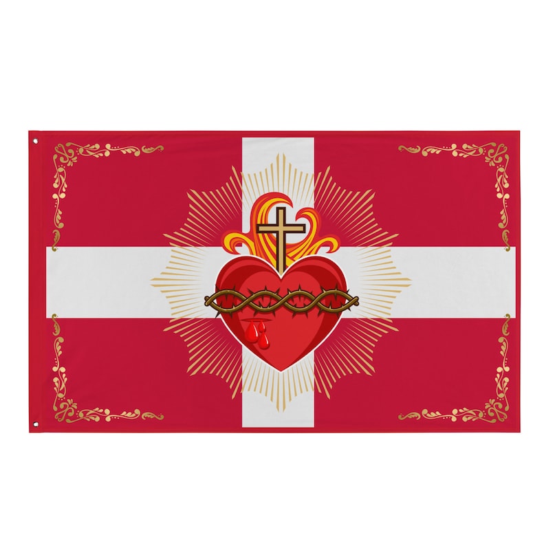 Sacred Heart Flag Sacred Jesus Heart Pride Flag Catholic Pride Month ...