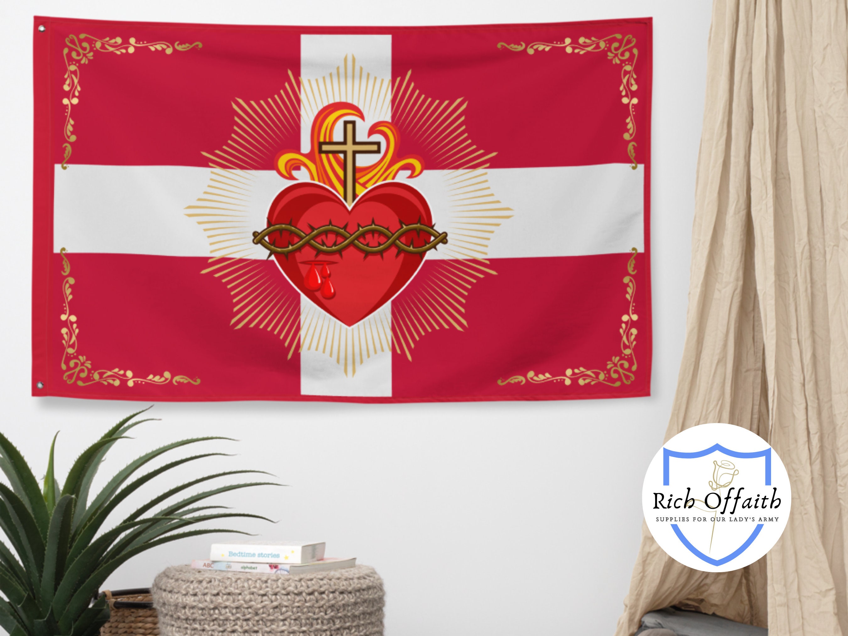 Sacred Heart Flag Sacred Jesus Heart Pride Flag Catholic Pride Month ...