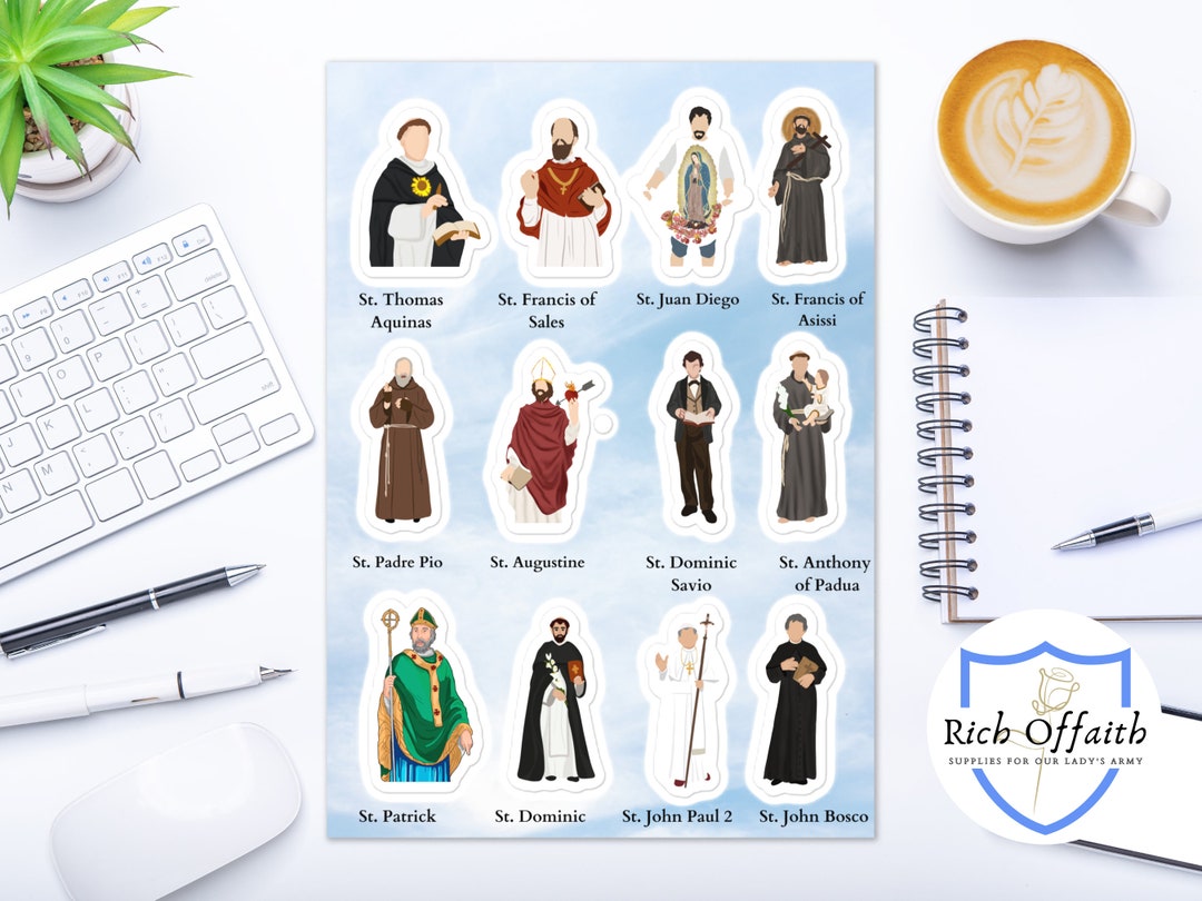 Male Catholic Saints Stickers Set Catholic Sticker Saint Gift - Etsy