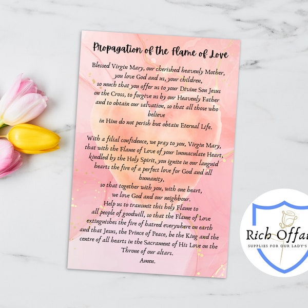 Flame of Love Prayer Card - Etsy