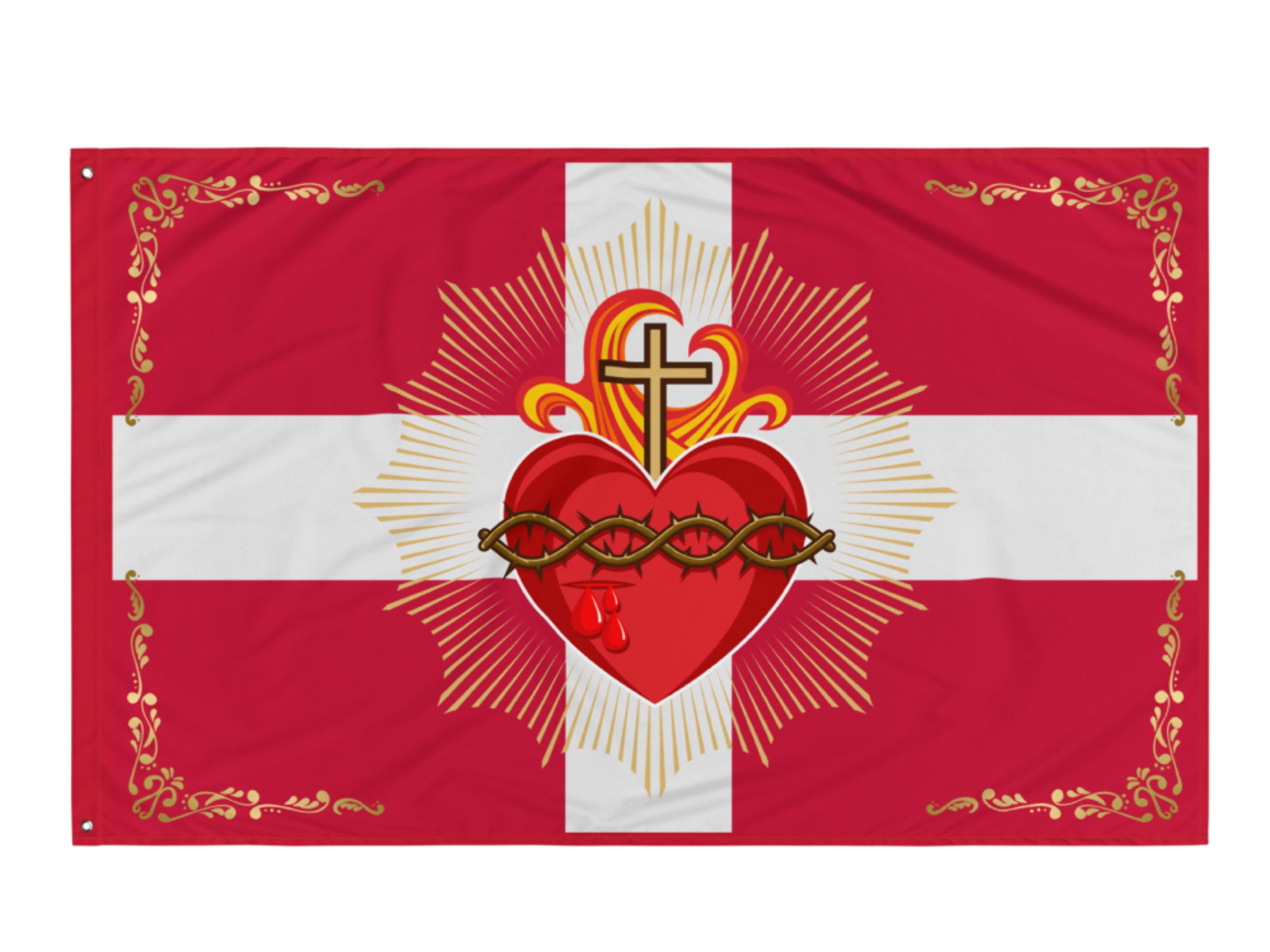 Sacred Heart Flag Sacred Jesus Heart Pride Flag Catholic Pride Month ...