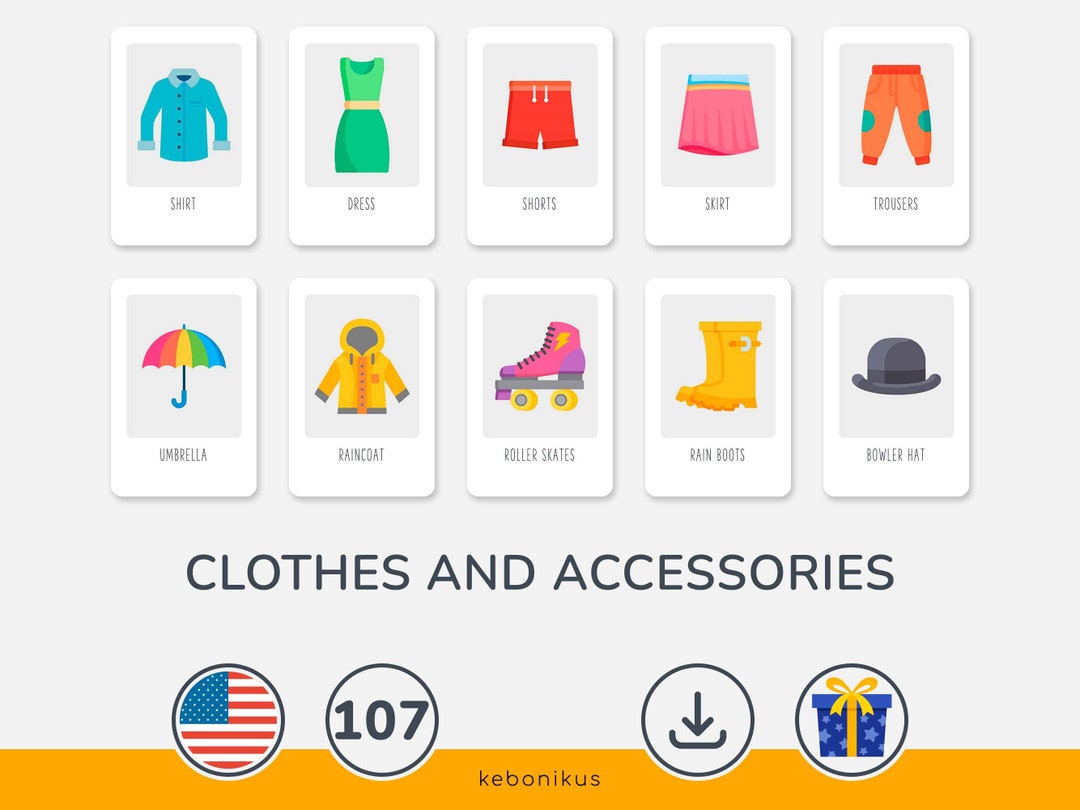 Educational Clothes Cards for Kids Download the 107 Montessori Clothes ...