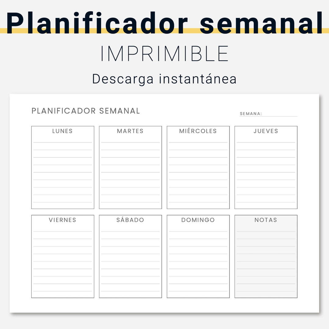 Weekly Planner to Print, in Spanish, Minimalist, PDF A4. - Etsy