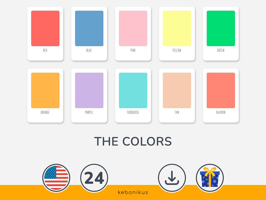 Educational Colors Cards for Kids – Download the 24 Montessori Colors ...