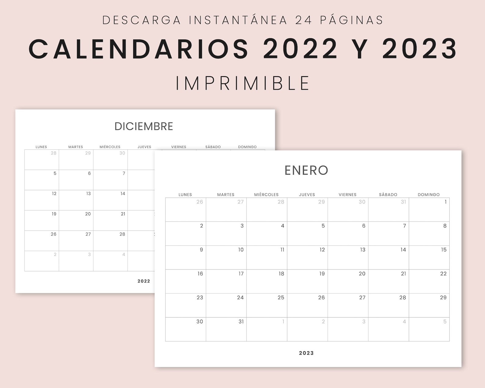 Calendario 2022 2023 para imprimir mes a mes en español - Etsy España