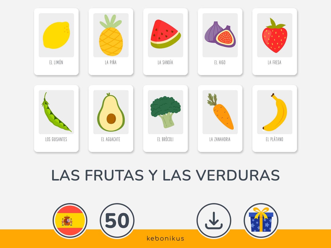 Tarjetas Educativas De Las Frutas Y Las Verduras Para Niños – Descarga ...