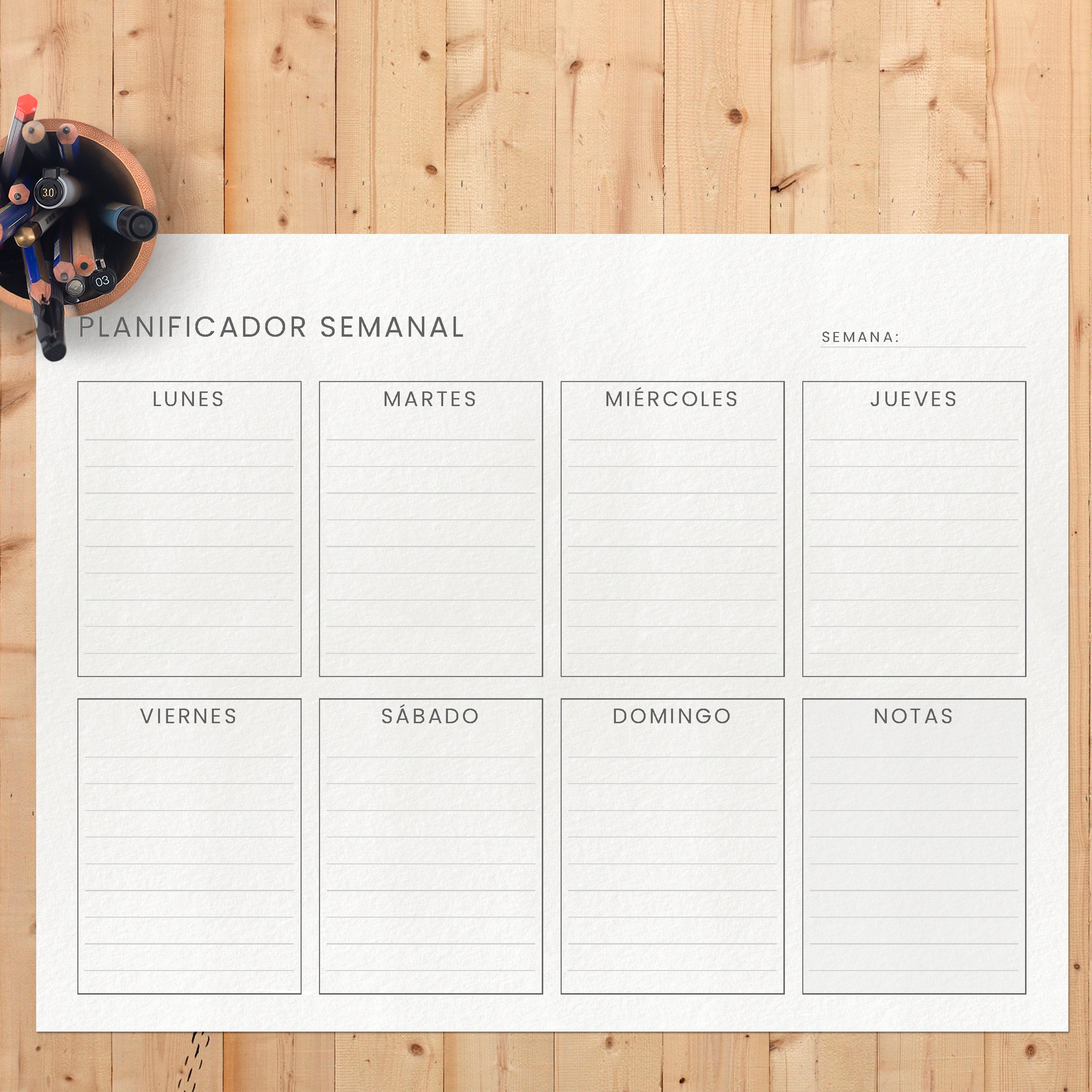 Weekly Planner to Print, in Spanish, Minimalist, PDF A4. - Etsy