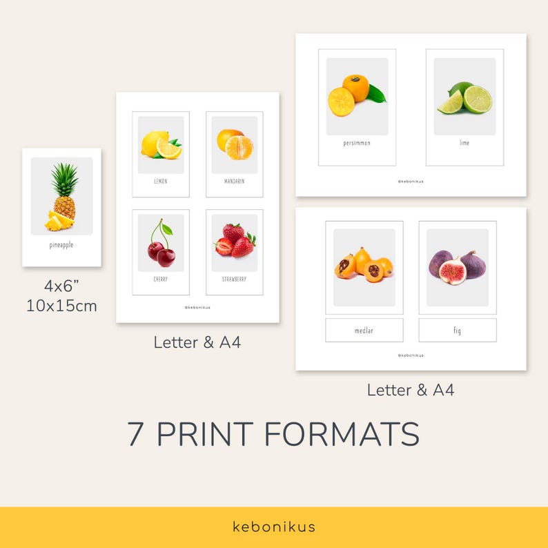 Educational Fruit Cards for Kids – Download the 31 Montessori Fruit ...