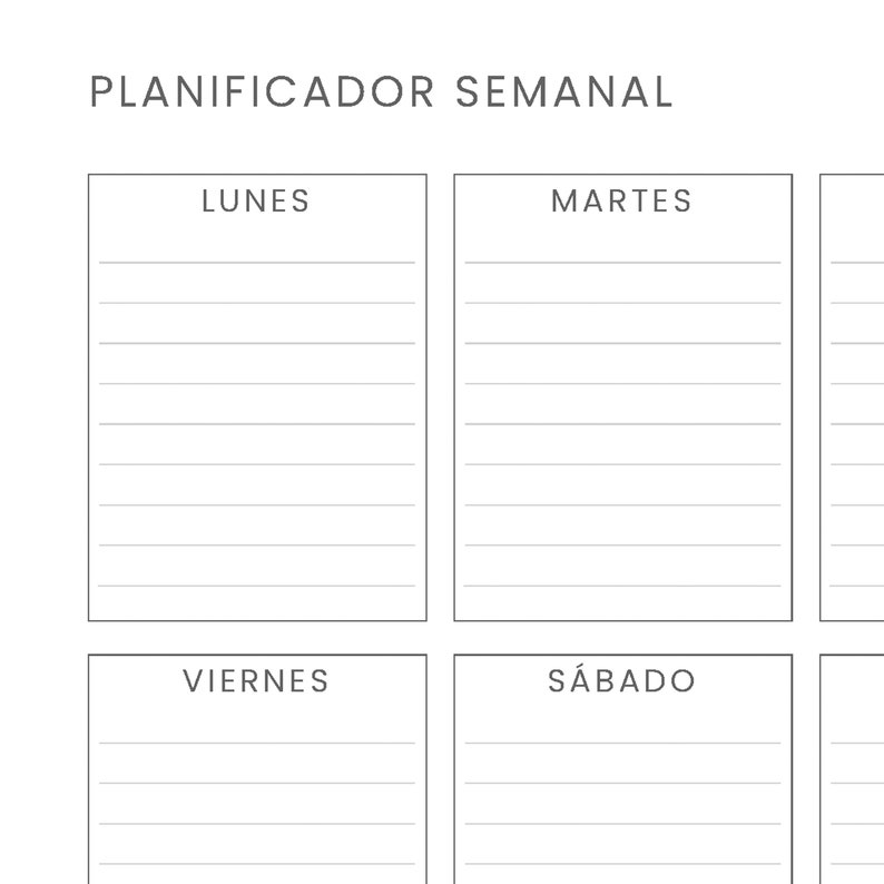 Weekly Planner to Print, in Spanish, Minimalist, PDF A4. - Etsy