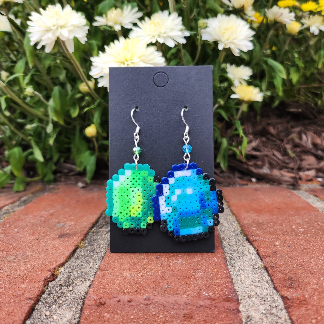 Minecraft Inspired Emerald and Diamond Earrings Handmade - Etsy