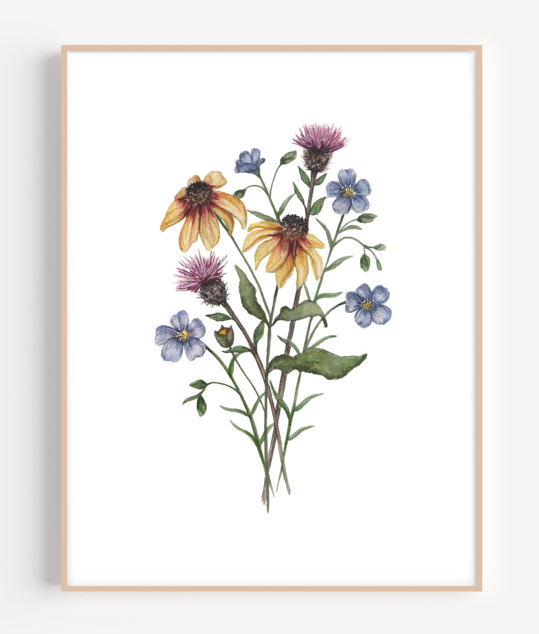 Wildflowers Art Print, Watercolor Flowers, Watercolor Wildflowers ...