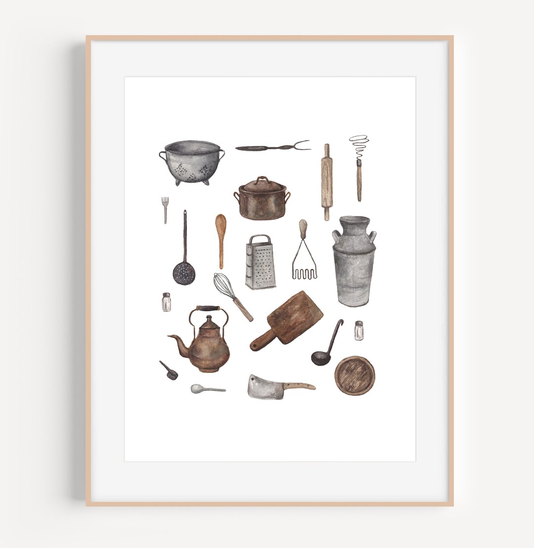 Kitchen Artwork, Art for Kitchen, Antique Utensils, Antique Kitchen ...